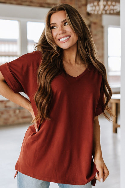 Hailey Brushed V-neck Tunic | V-neck Tunics | Tunics For Women – Liam & Company