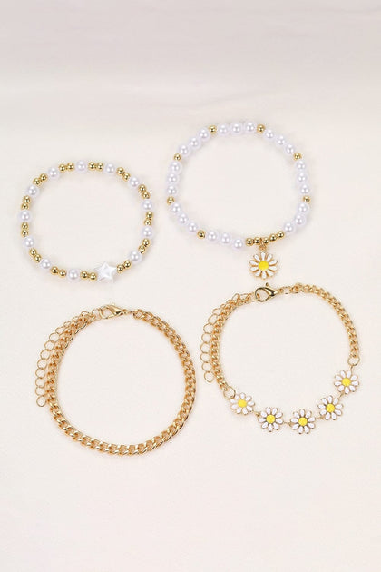 Daisy Pearl Beaded Bracelet Set – Liam & Company