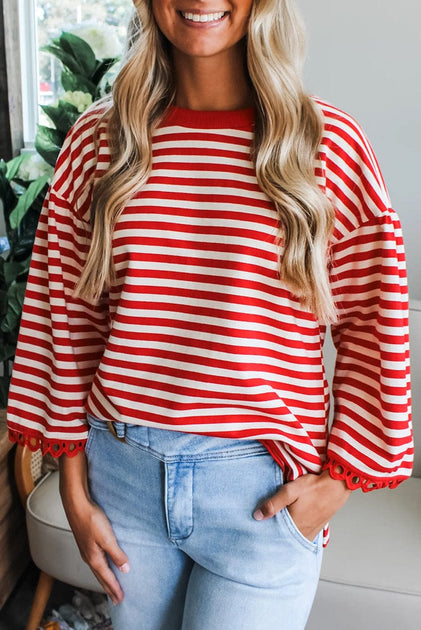 Halle Striped Bell Sleeve Top | DROPSHIP – Liam & Company