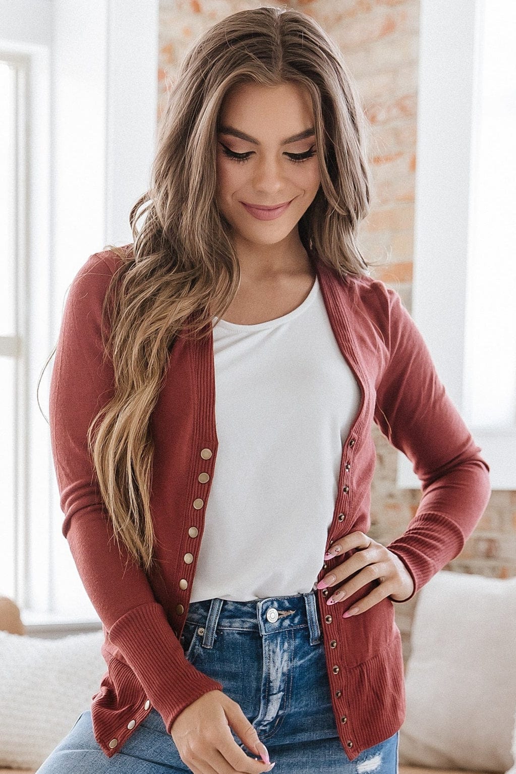 Ribbed Snap Cardigan | Women's Cardigan | Women's Lightweight Cardigan ...
